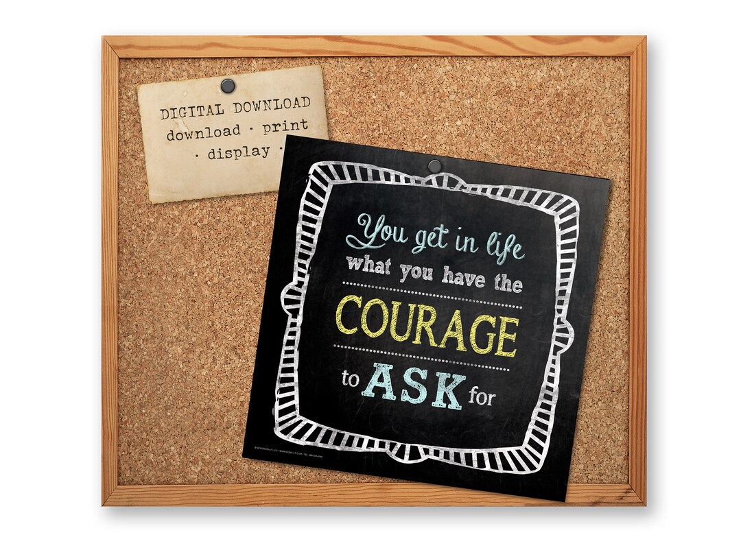 Courage Motivational Chalkboard Quote Poster DIGITAL DOWNLOAD - Etsy