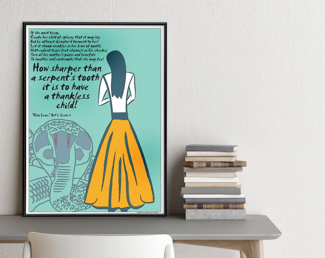 Shakespeare King Lear. Literary Quote Art Print. Educational Classroom ...