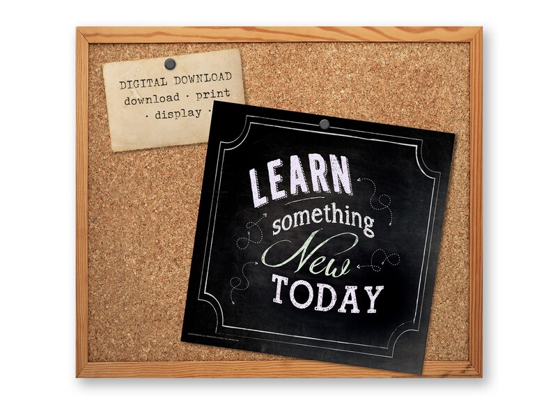 Learn Something New Motivational Chalkboard Quote Poster DIGITAL ...