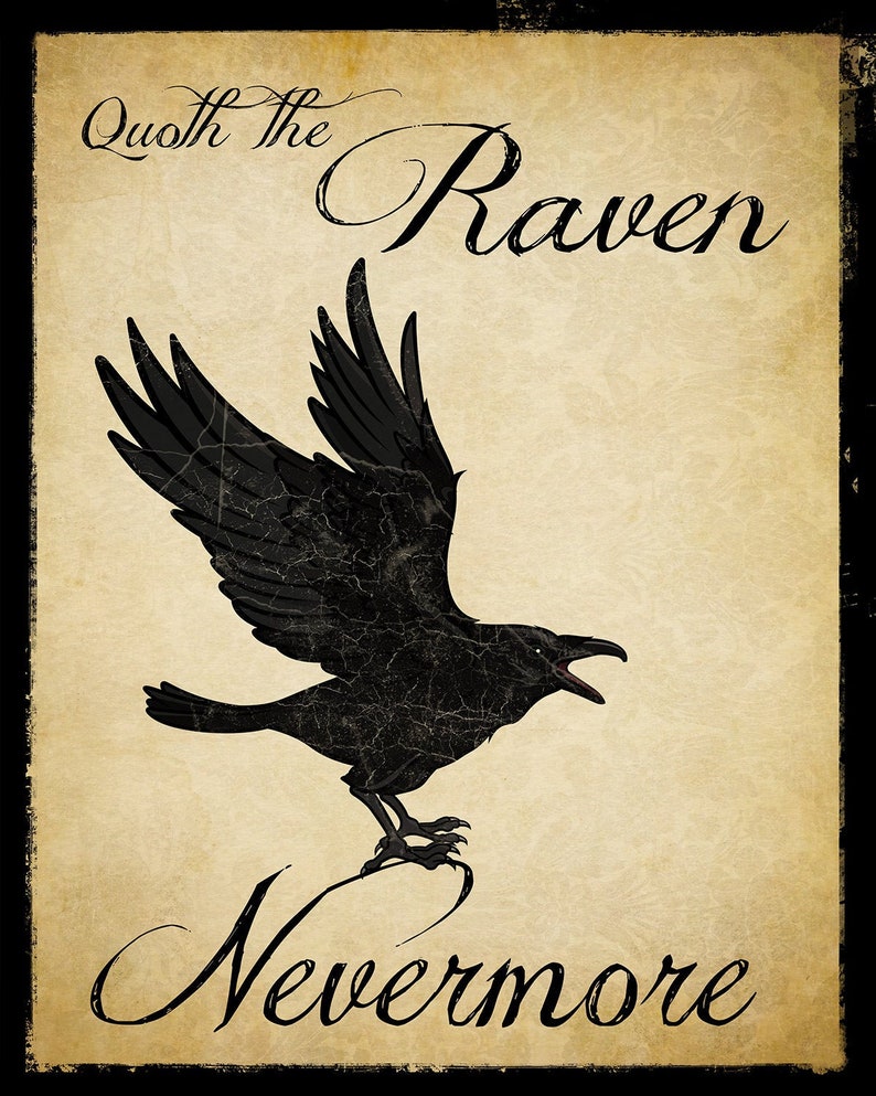 Edgar Allan Poe Quoth The Raven Nevermore Literary Quote Etsy Hong Kong
