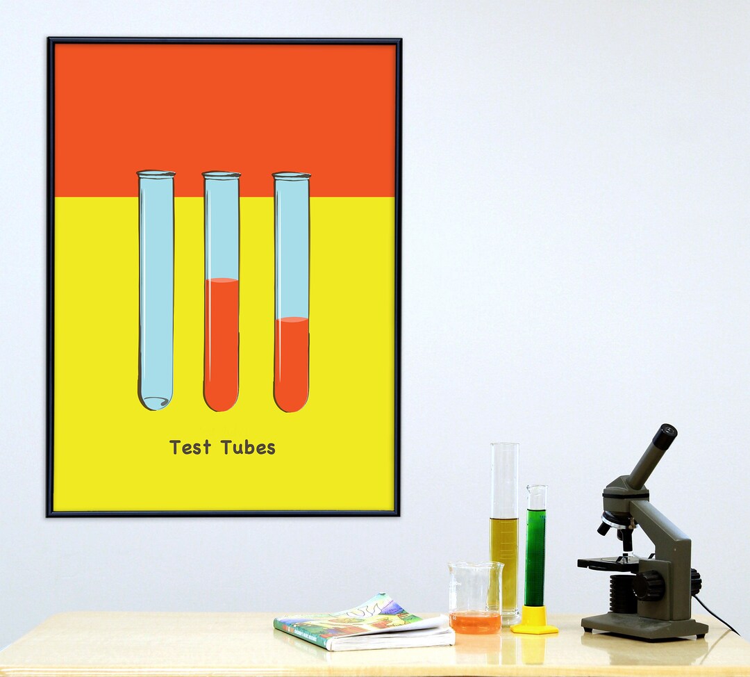 Test Tubes STEM Poster. Vibrant Scientific Instruments Art - Etsy