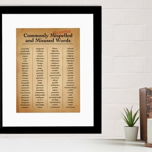 Commonly Misspelled Words Writing Print. Three Colors. Fine Art Paper ...