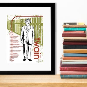 Mark Twain Important Authors Literary Art Print. Educational English ...