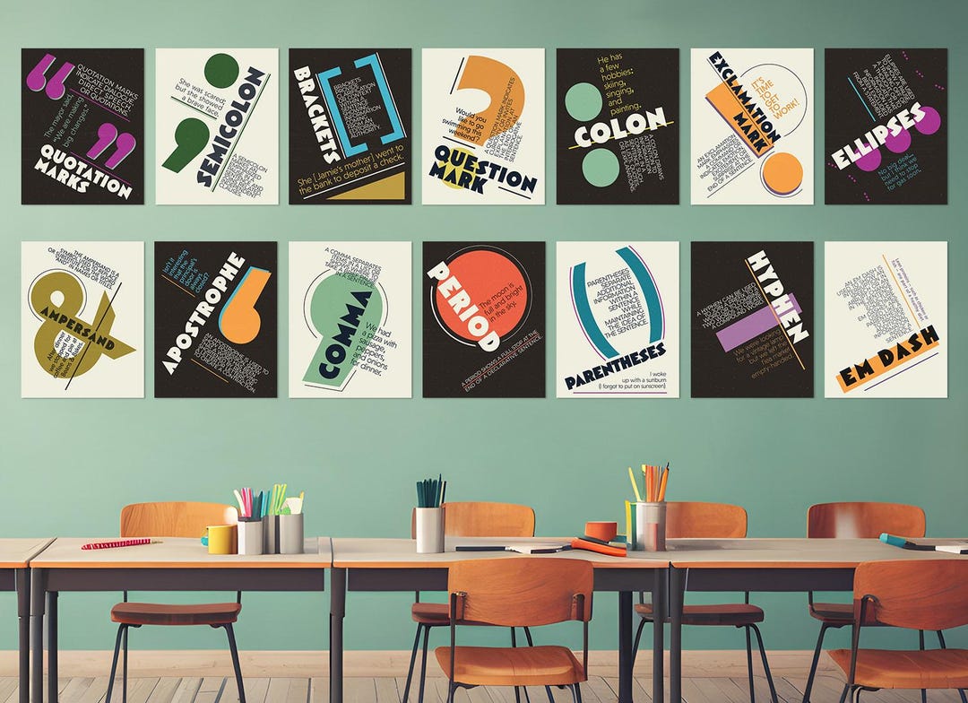 Retro Punctuation Classroom 14 Poster Bundle - Etsy