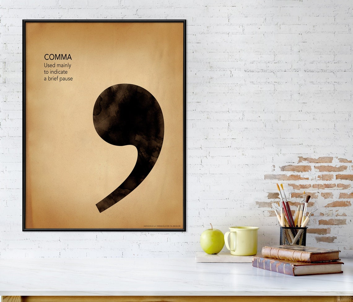 Comma Writing Punctuation and Grammar Art Print. Fine Art - Etsy