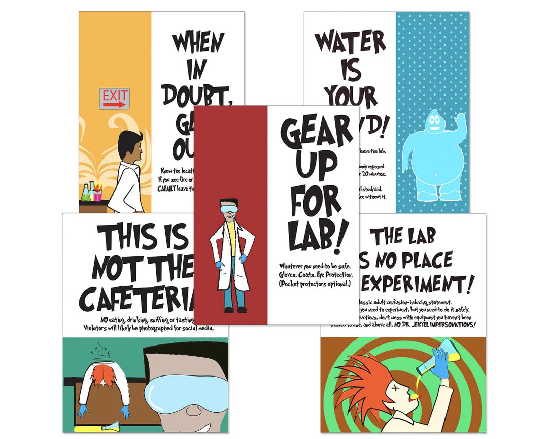 Science Lab Safety Poster Set. Plain Paper, Laminated, or Framed ...
