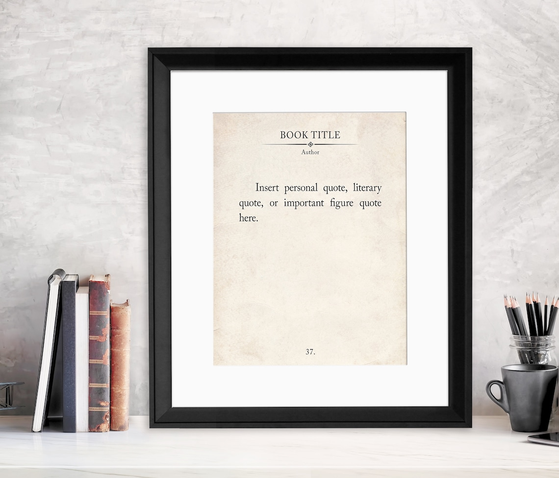 Custom Quote Vintage Book Page Style Print. Fine Art Paper - Etsy