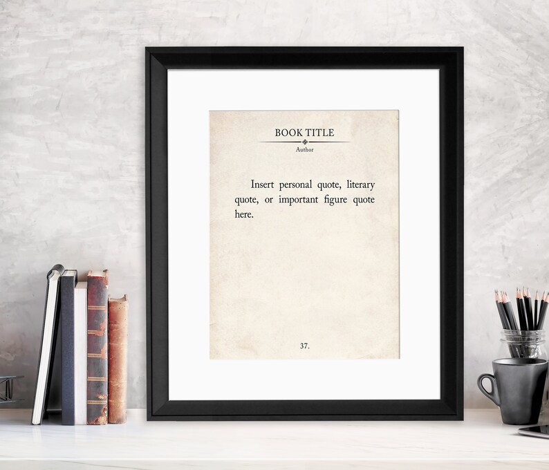 Custom Quote Vintage Book Page Style Print. Fine Art Paper, Laminated ...