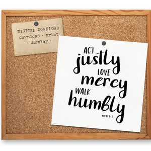 Act Justly Micah 6:8 Bible Quote Poster DIGITAL DOWNLOAD - Etsy
