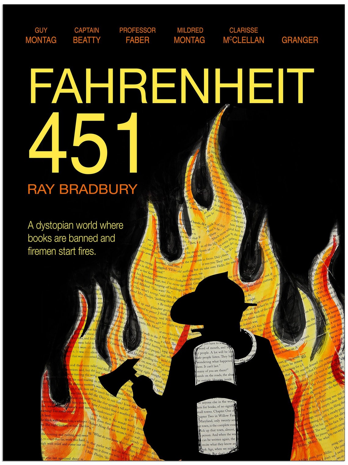 Fahrenheit 451 Ray Bradbury Classic Novel Literary Print. | Etsy
