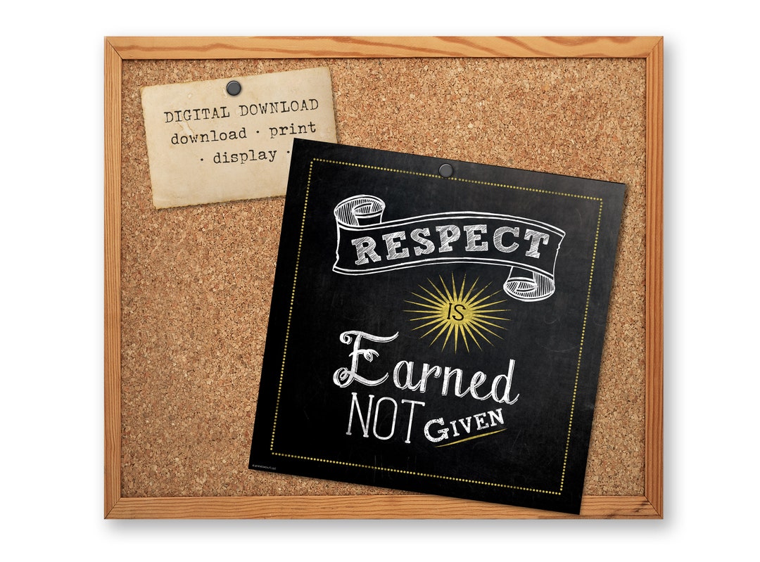 Respect Motivational Chalkboard Quote Poster DIGITAL DOWNLOAD - Etsy