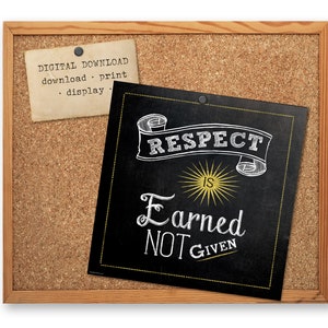 Respect Motivational Chalkboard Quote Poster DIGITAL DOWNLOAD - Etsy