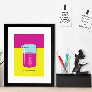 Glass Beaker Science STEM Poster. Vibrant Scientific Instruments Art ...