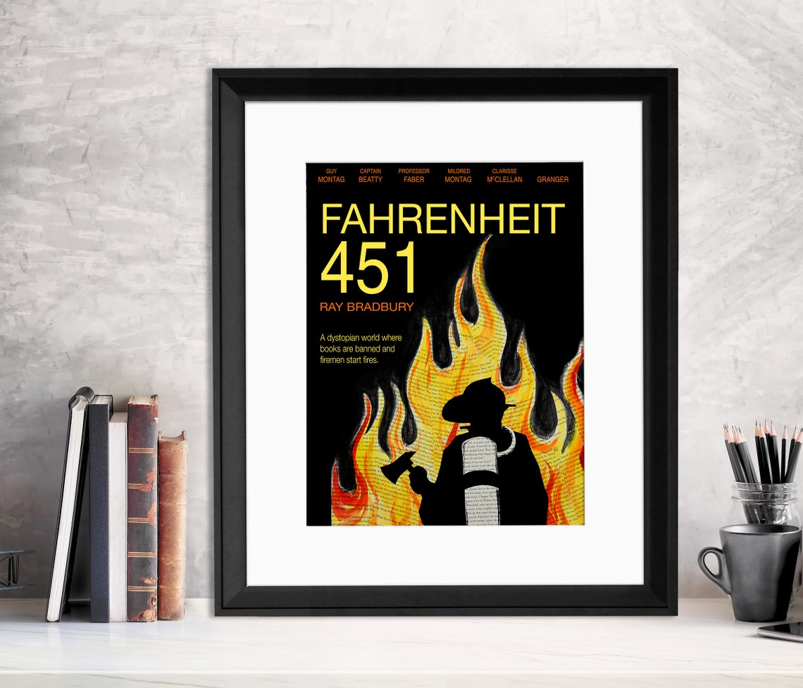 Fahrenheit 451 Ray Bradbury Classic Novel Literary Print. | Etsy