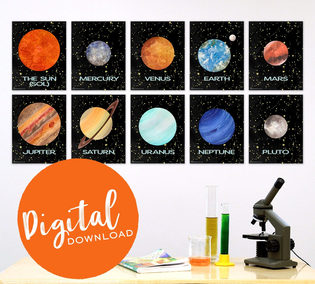 Illustrated Scientific Solar System STEM/STEAM Poster Set of 10 Digital ...