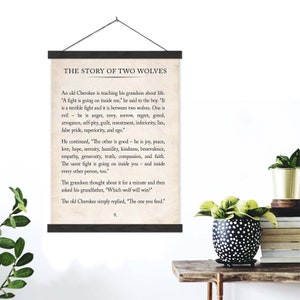 The Story of Two Wolves Vintage Book Page Literary Quote Art Print for ...