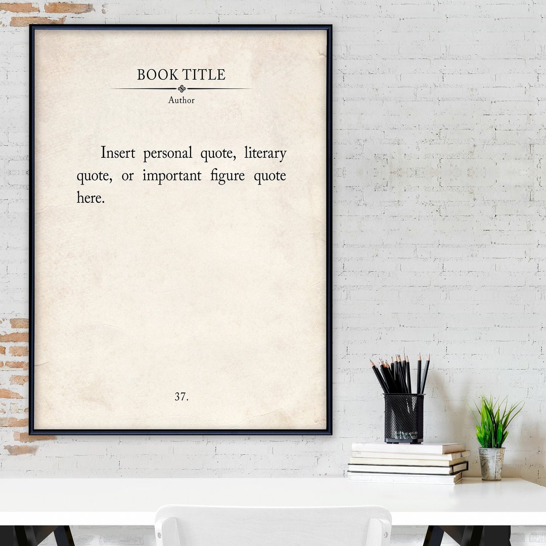 Custom Quote Vintage Book Page Style Print. Fine Art Paper, Laminated ...