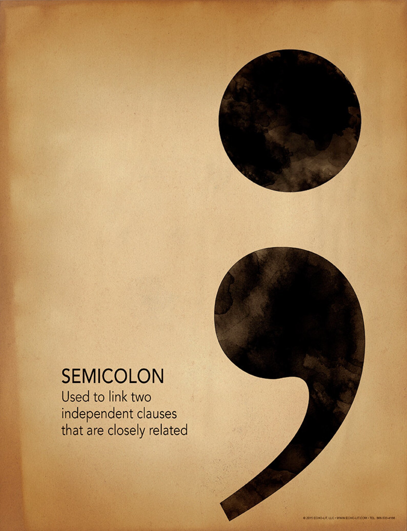 Semicolon Writing Punctuation and Grammar Art Print. Fine - Etsy
