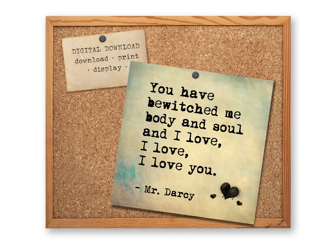 Mr. Darcy Bewitched Literary Quote Poster DIGITAL DOWNLOAD - Etsy