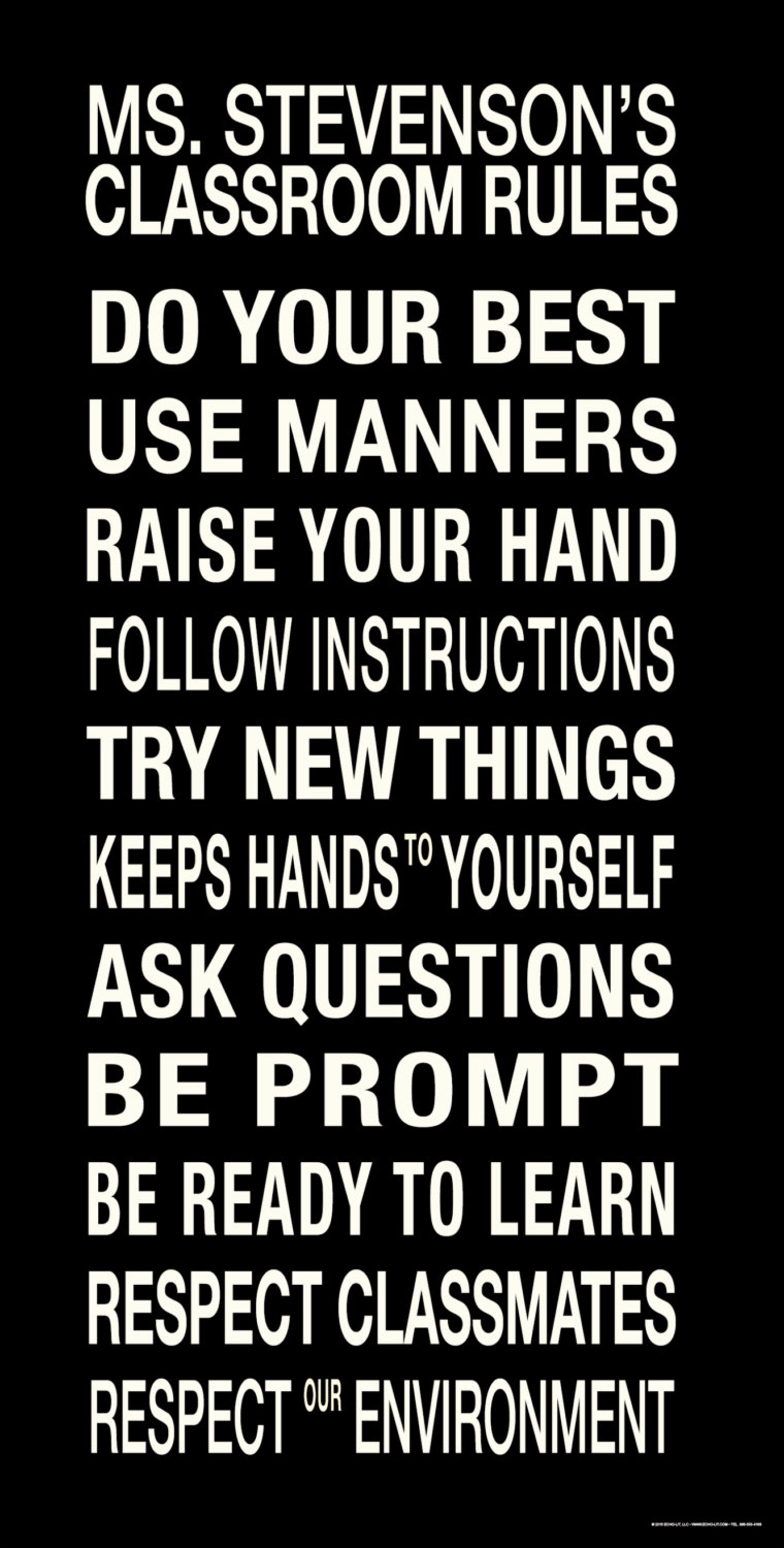 Classroom Rules Subway Sign, Personalized Art Print for Classroom ...