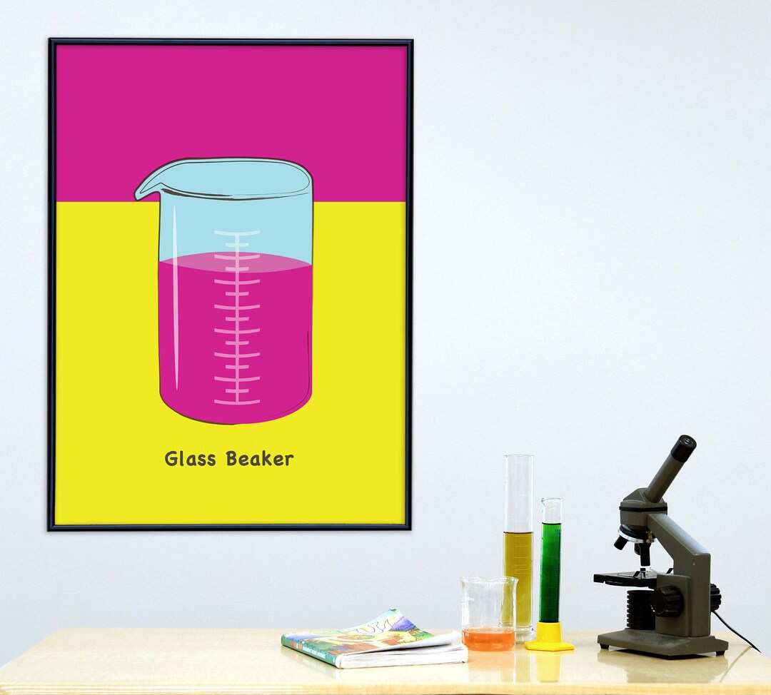 Glass Beaker Science STEM Poster. Vibrant Scientific Instruments Art ...