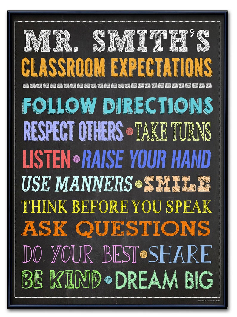 Classroom Expectations Personalized Art Print. Fine Paper | Etsy