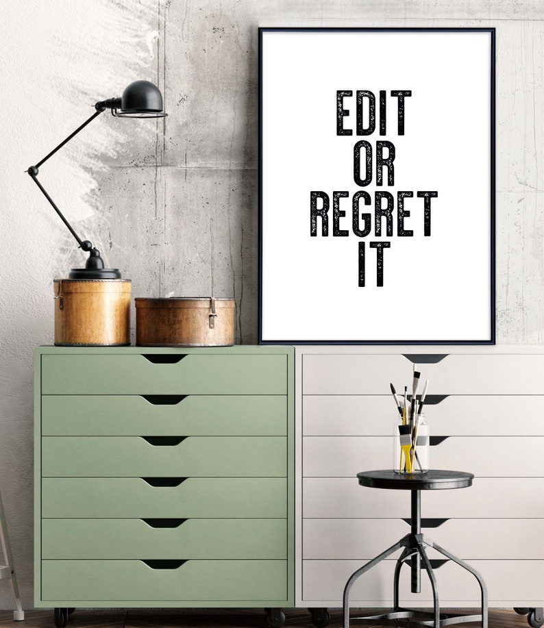 Edit or Regret It Letter Press Style Inspirational Quote - Etsy