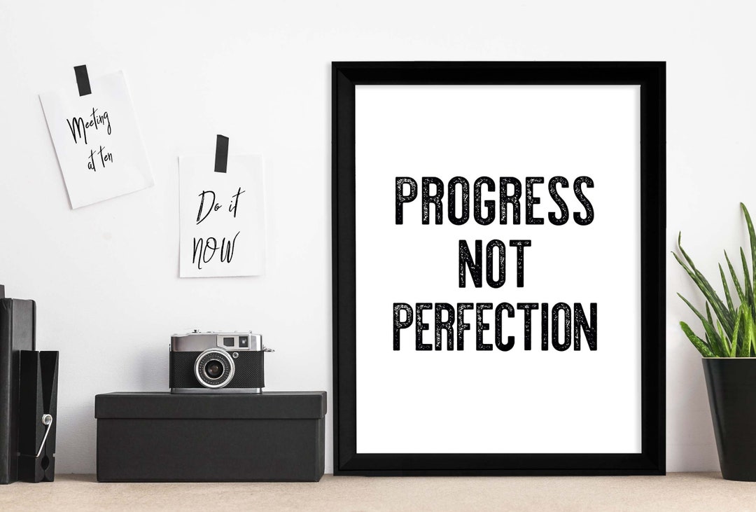 Progress Not Perfection. Letter Press Style Inspirational Quote Print ...