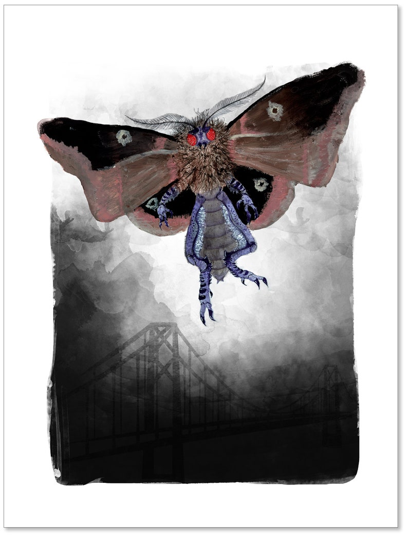 Mothman and the Flatwoods Monster Art Print Set. West Virginia | Etsy