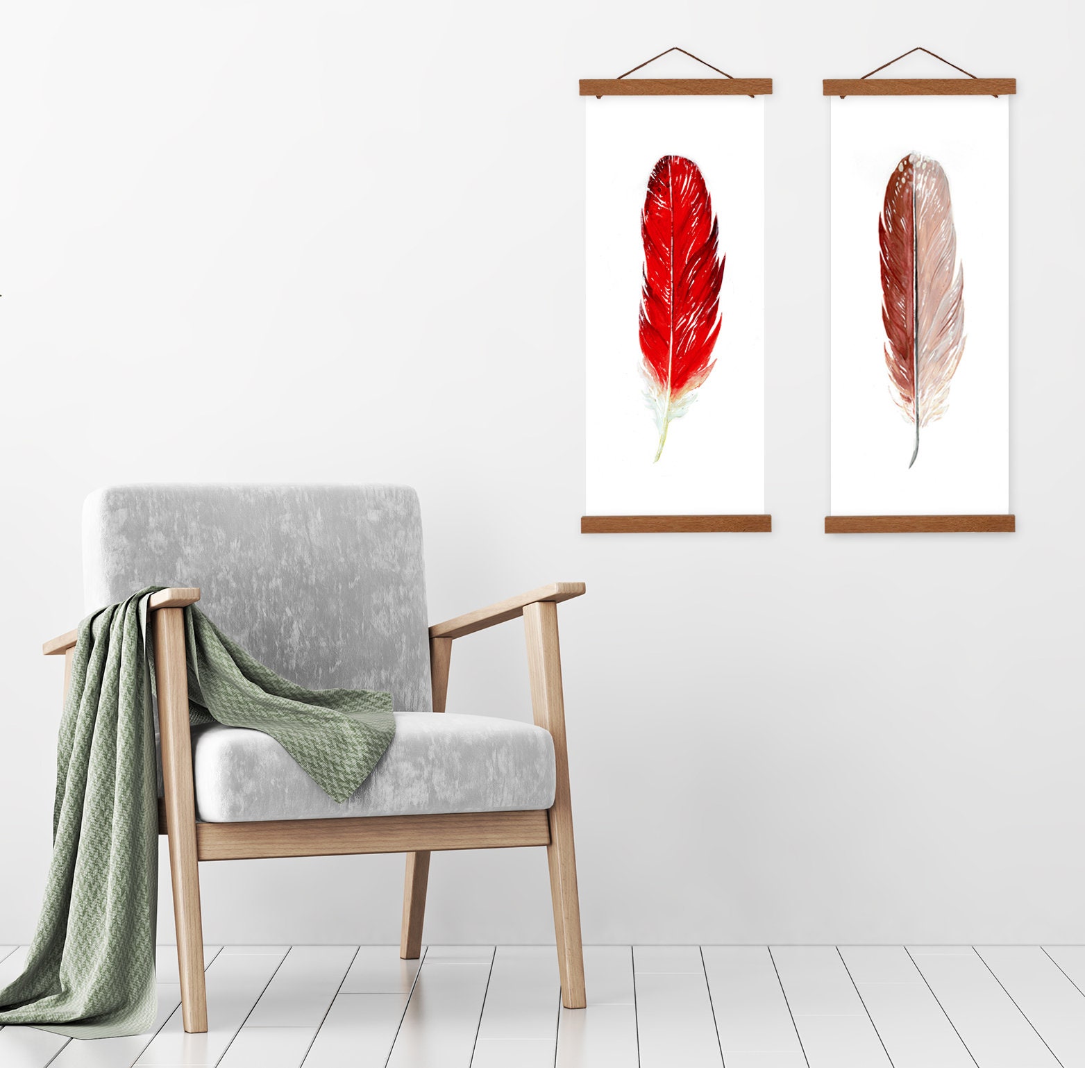 Male and Female Cardinal Feather Watercolor Set. West Virginia State ...