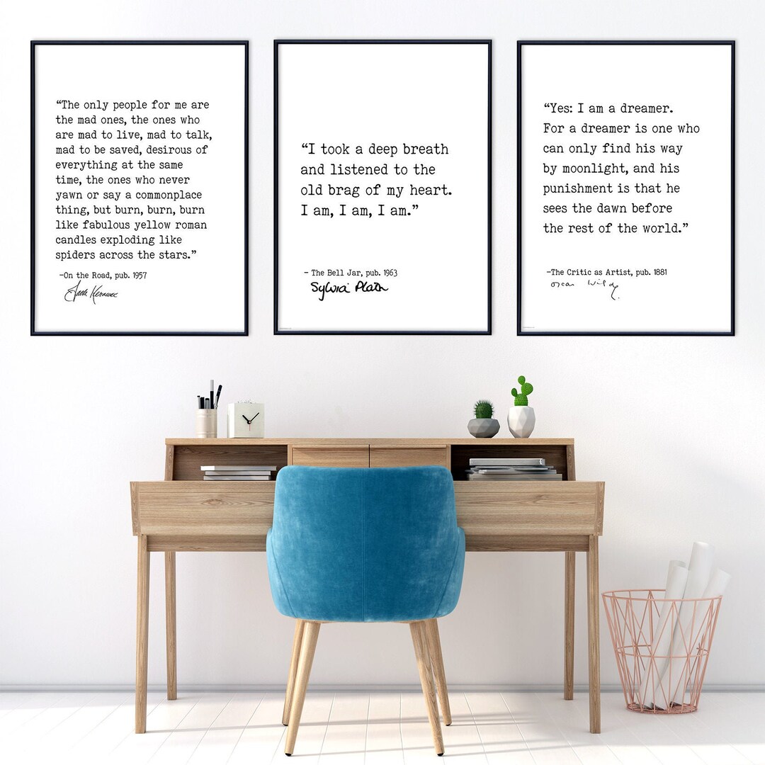 Dreamers Literary Signature Quotes Print Set. Oscar Wilde, Jack Kerouac ...