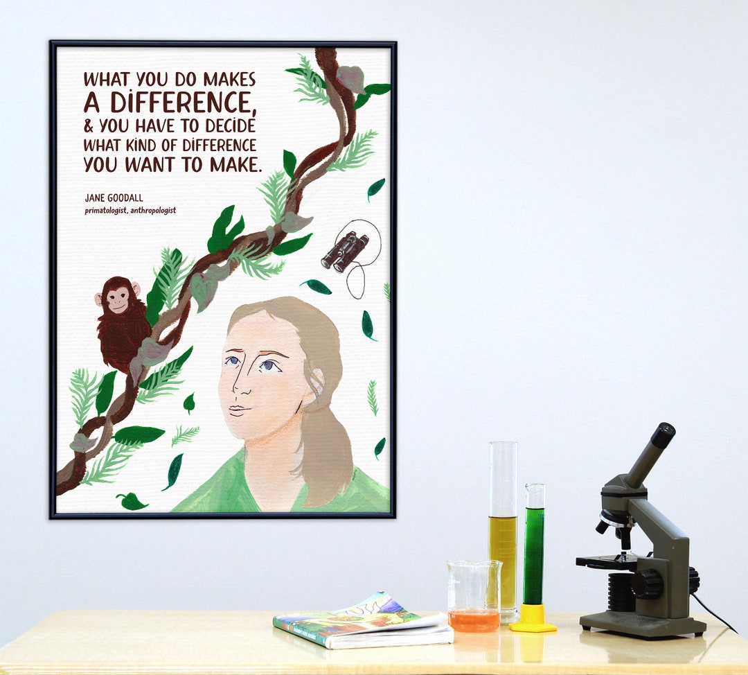 Jane Goodall Women in Science STEM/STEAM Art Print. Matte Paper ...