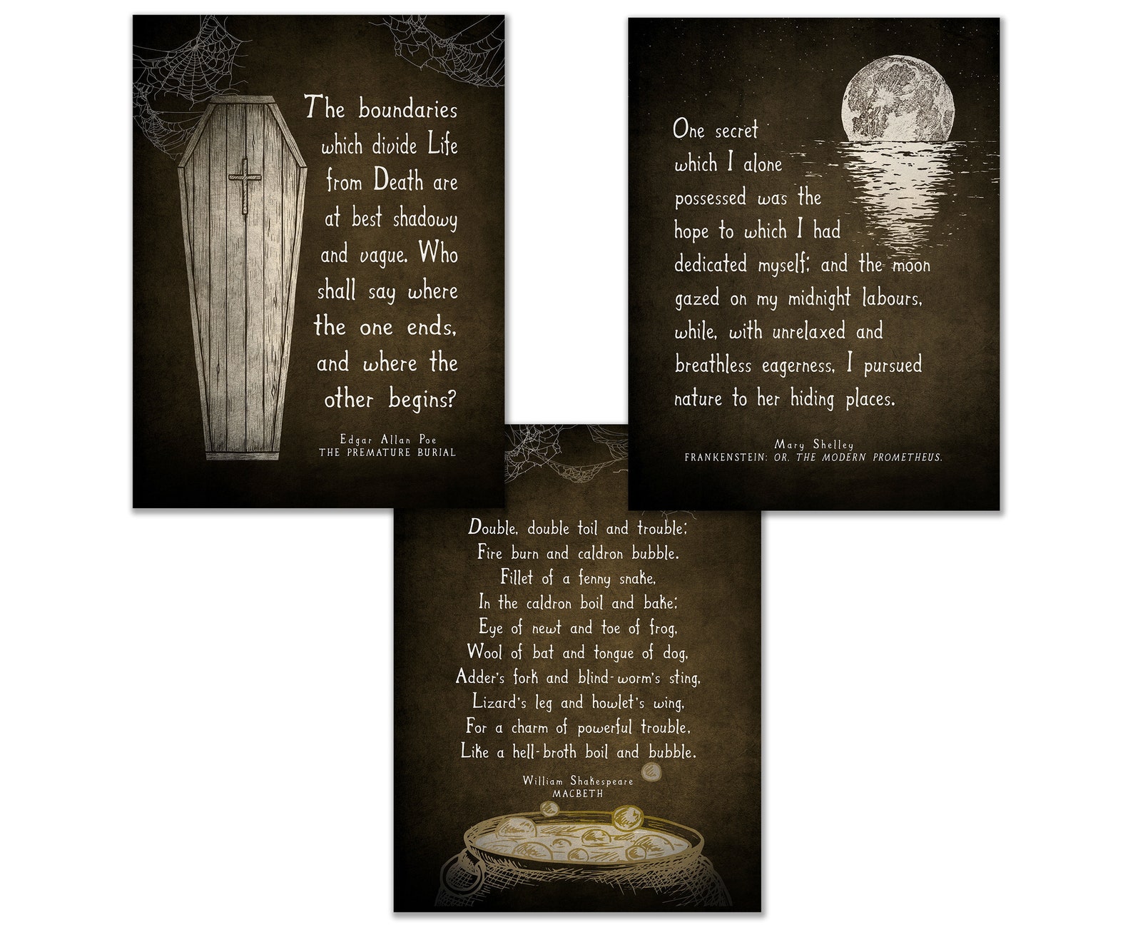 Creepy Literary Quote Set. Vintage Style Fine Art Paper - Etsy