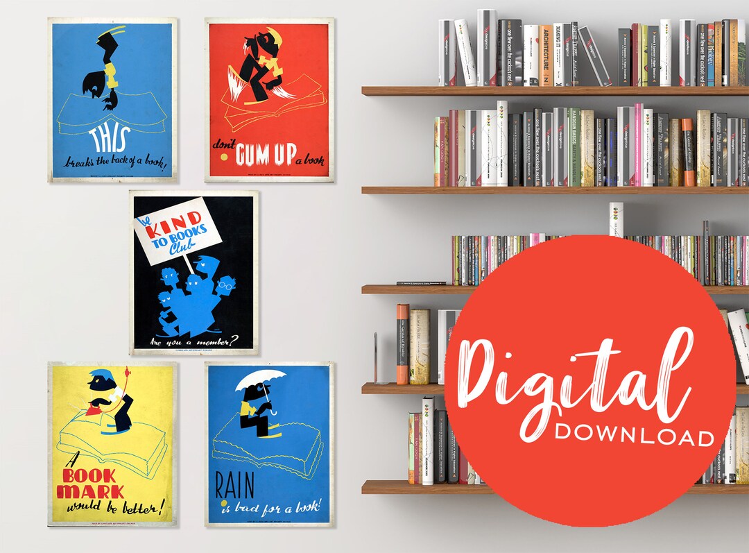 Vintage Book Kindness Set of Five. Book Care Inspiration for Home ...