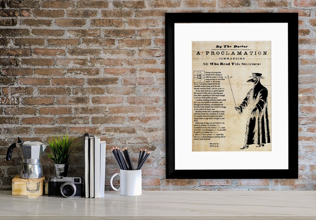 Pandemic Proclamation. Vintage Style Print. Matte Fine Art Paper ...