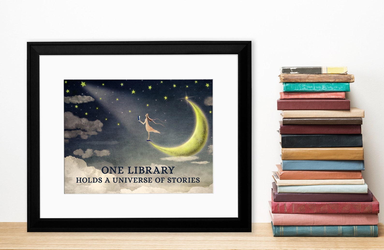 One Library Holds a Universe of Stories Quote Fine Art Print. Multiple ...