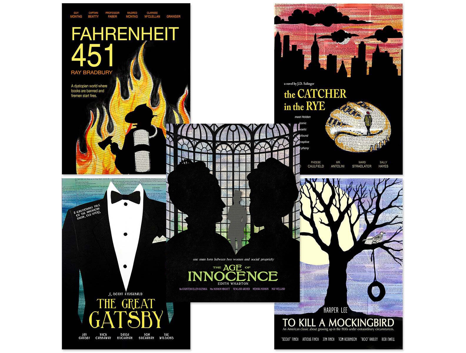 Classic Novels Movie Style Poster Set of Five. Literary Set. | Etsy