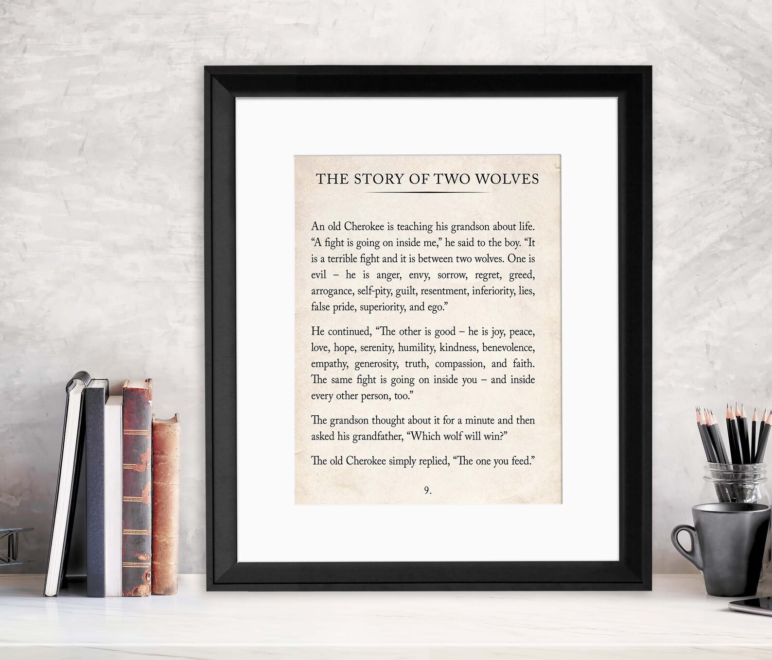 The Story of Two Wolves Vintage Book Page Literary Quote Art Print for ...