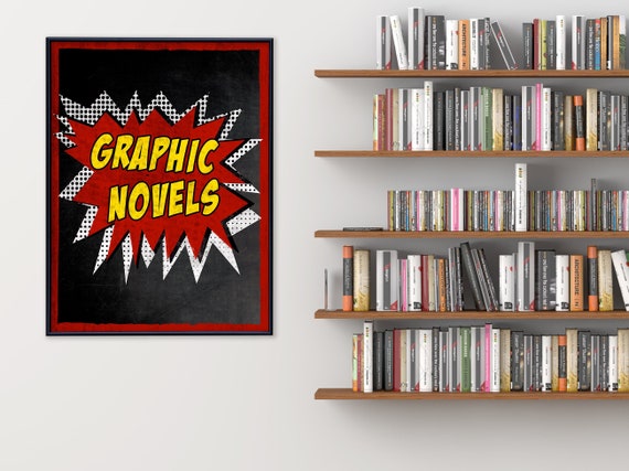 Graphic Novels Library Print. Choose Fine Art Paper | Etsy