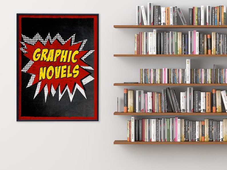 Graphic Novels Library Print. Choose Fine Art Paper - Etsy
