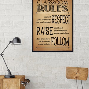 Classroom Rules Personalized Art Print. Teacher Gift for Elementary ...