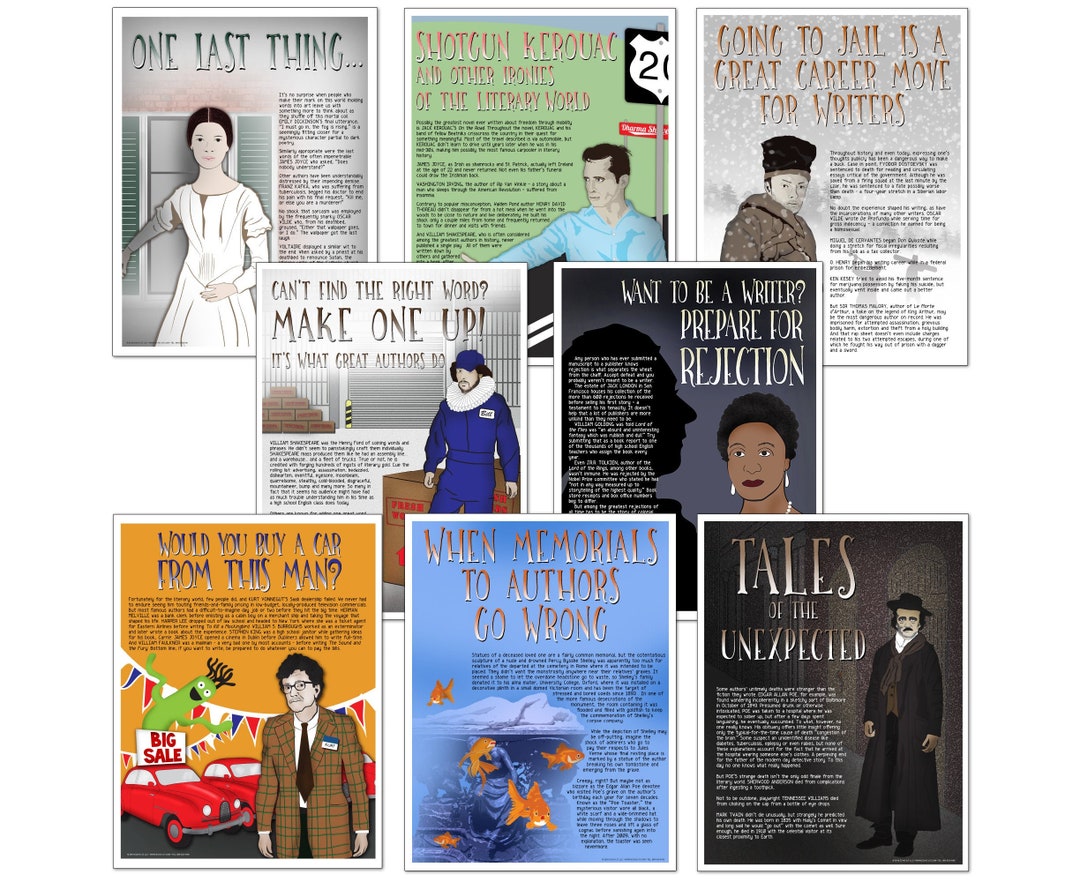 Famous Author Literary Poster Set. English Literature Discount ...