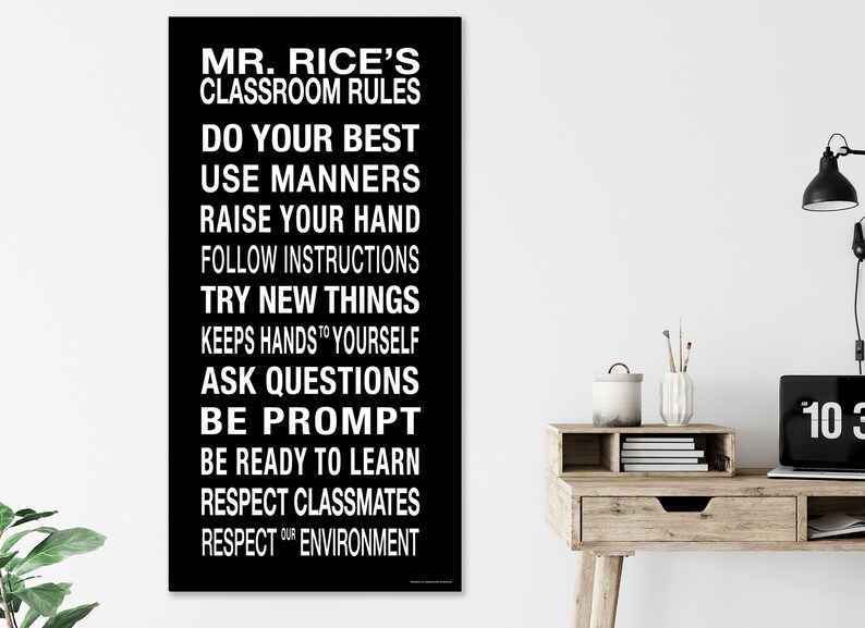 Classroom Rules Subway Sign, Personalized Art Print for Classroom ...