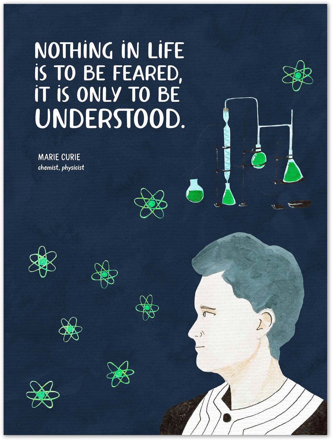 Marie Curie Women in Science STEM Art Print. Matte Paper - Etsy