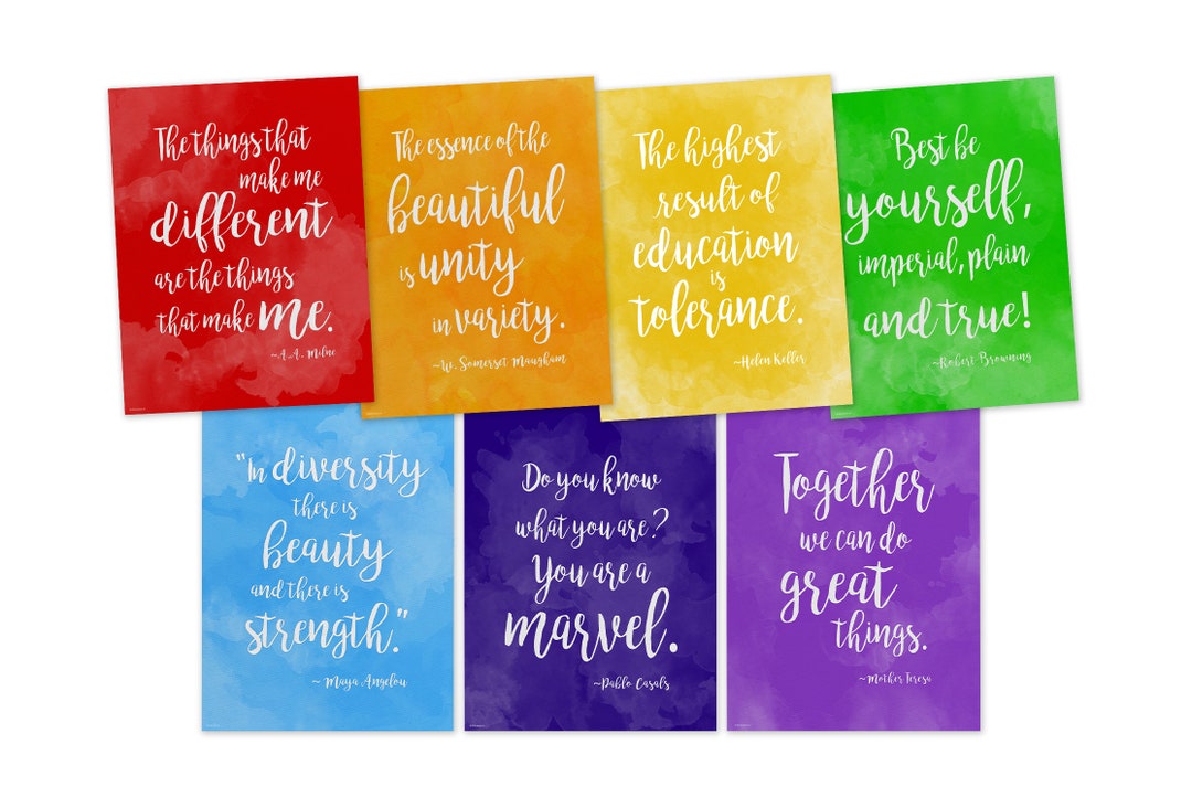 Rainbow of Diversity Motivational Posters Set. Inspirational Art Prints ...