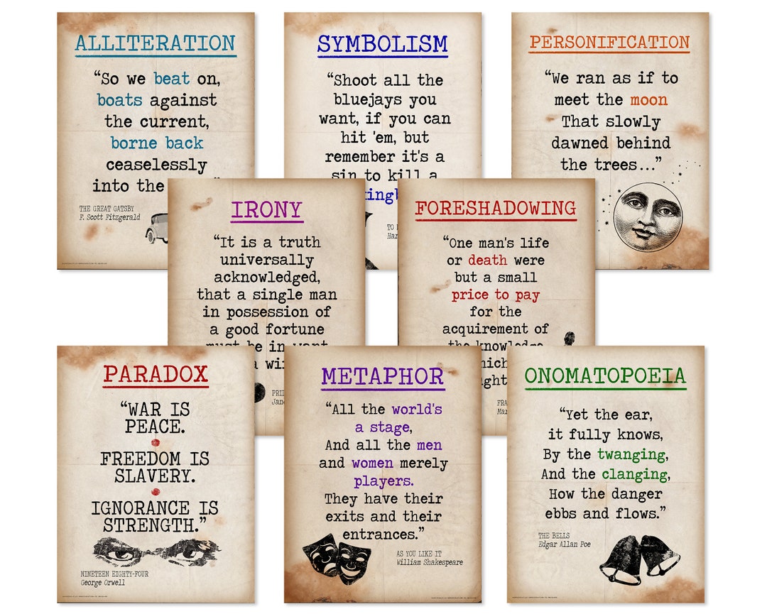 Literary Terms Posters. Discount Classroom Bundle. Literary Quote Print ...