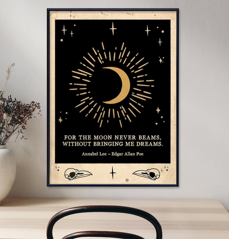 Edgar Allan Poe Annabel Lee Literary Quote. Vintage Style Print. Fine ...