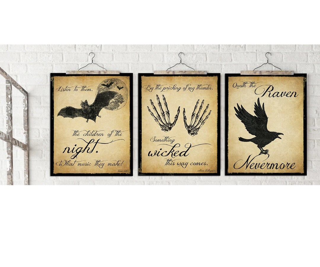The Raven, Dracula and Macbeth Inspirational Literary Quote Set ...