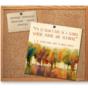 Anne of Green Gables Octobers Literary Quote Poster DIGITAL DOWNLOAD - Etsy