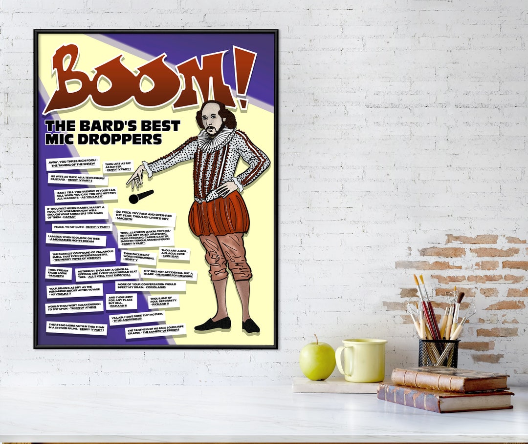 Shakespeare Insults Literary Fine Art Print. English Literature Poster ...